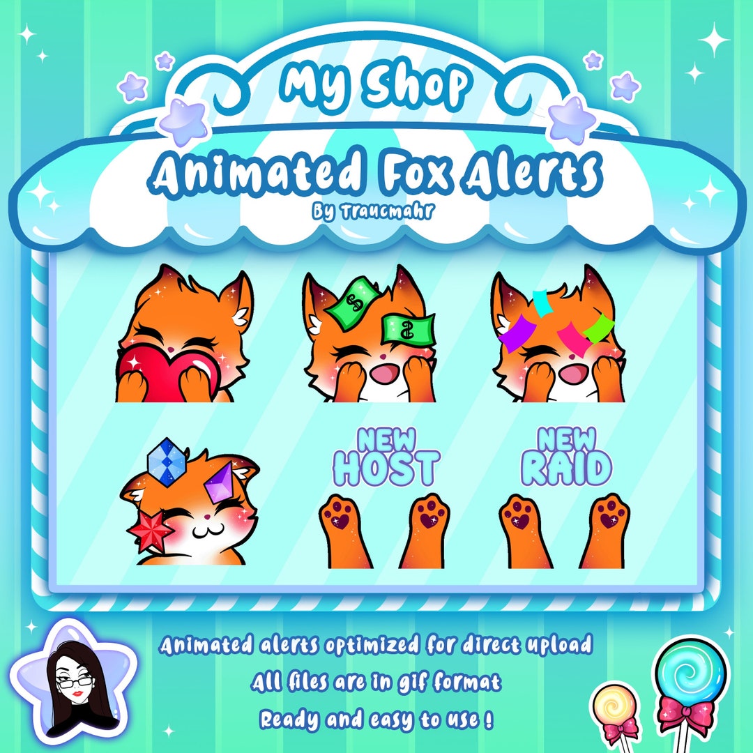 ANIMATED Fox Alerts, Chibi Fox Alerts for Streaming on Twitch, Chibi ...