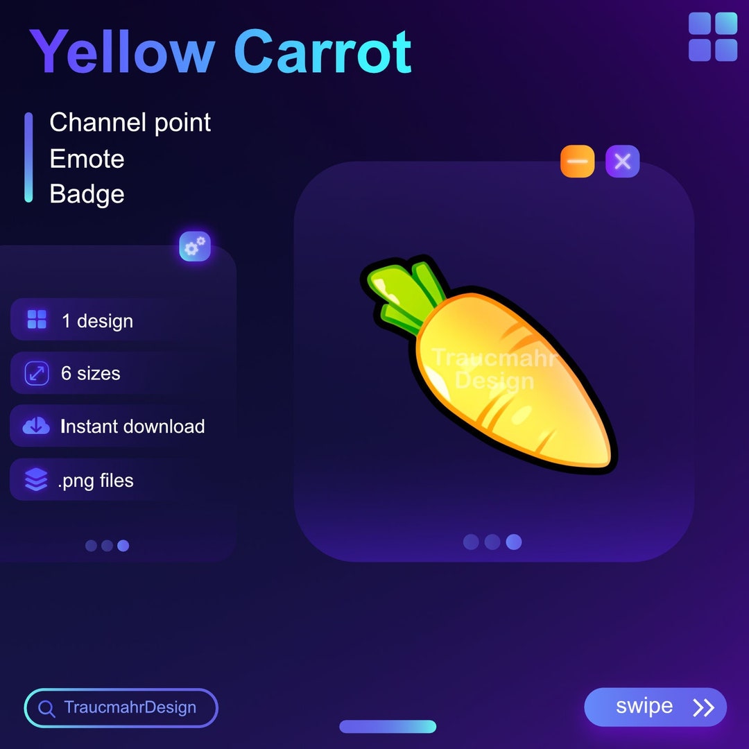 Yellow Carrot | Twitch Channel Point | Emote | Sub Badge | Bit Badge ...