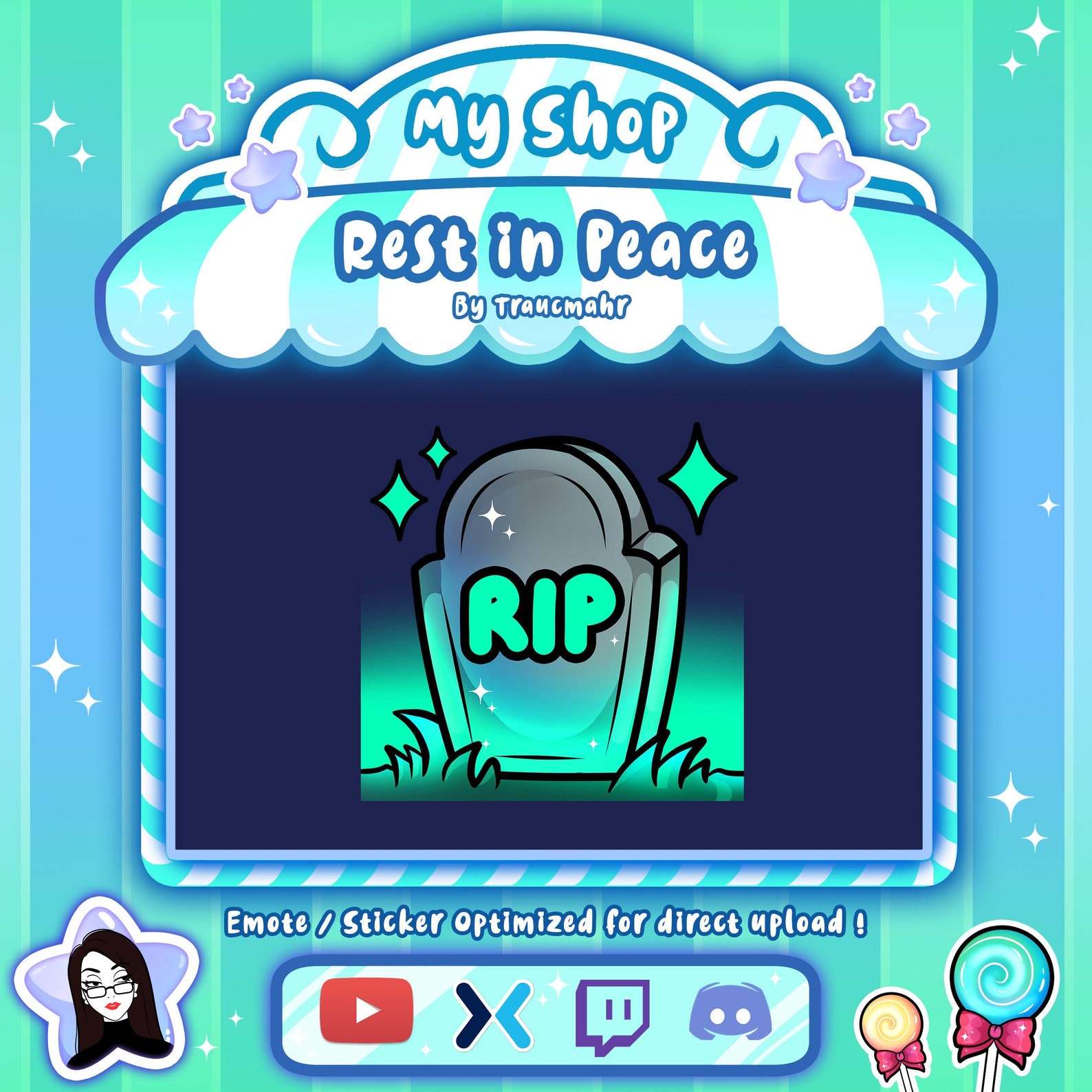 Rest in Peace RIP Emote for Twitch Discord Mixer and More | Etsy Ireland