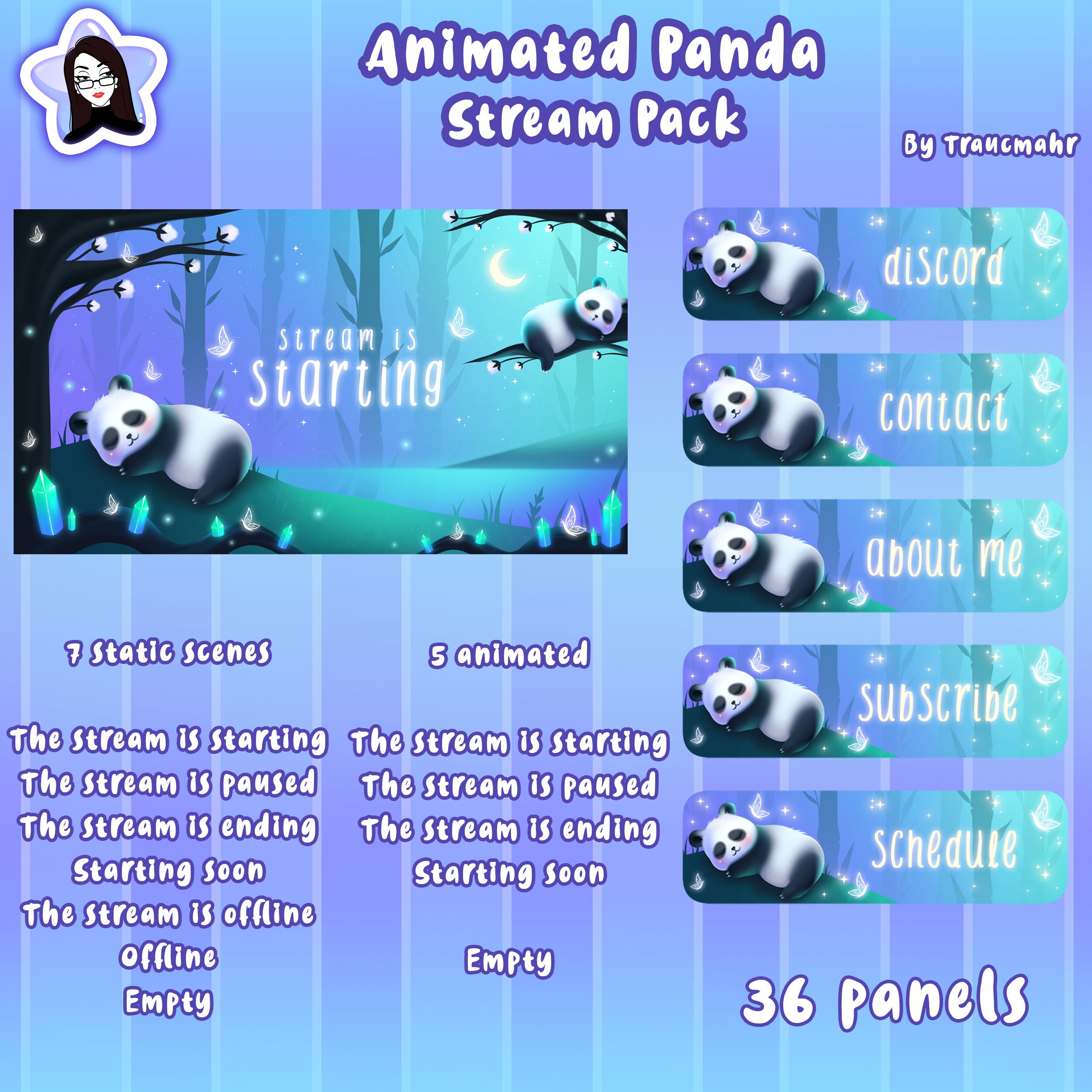ANIMATED Panda Stream Pack, Overlays, Scenes, Alerts, Panels, Camera ...