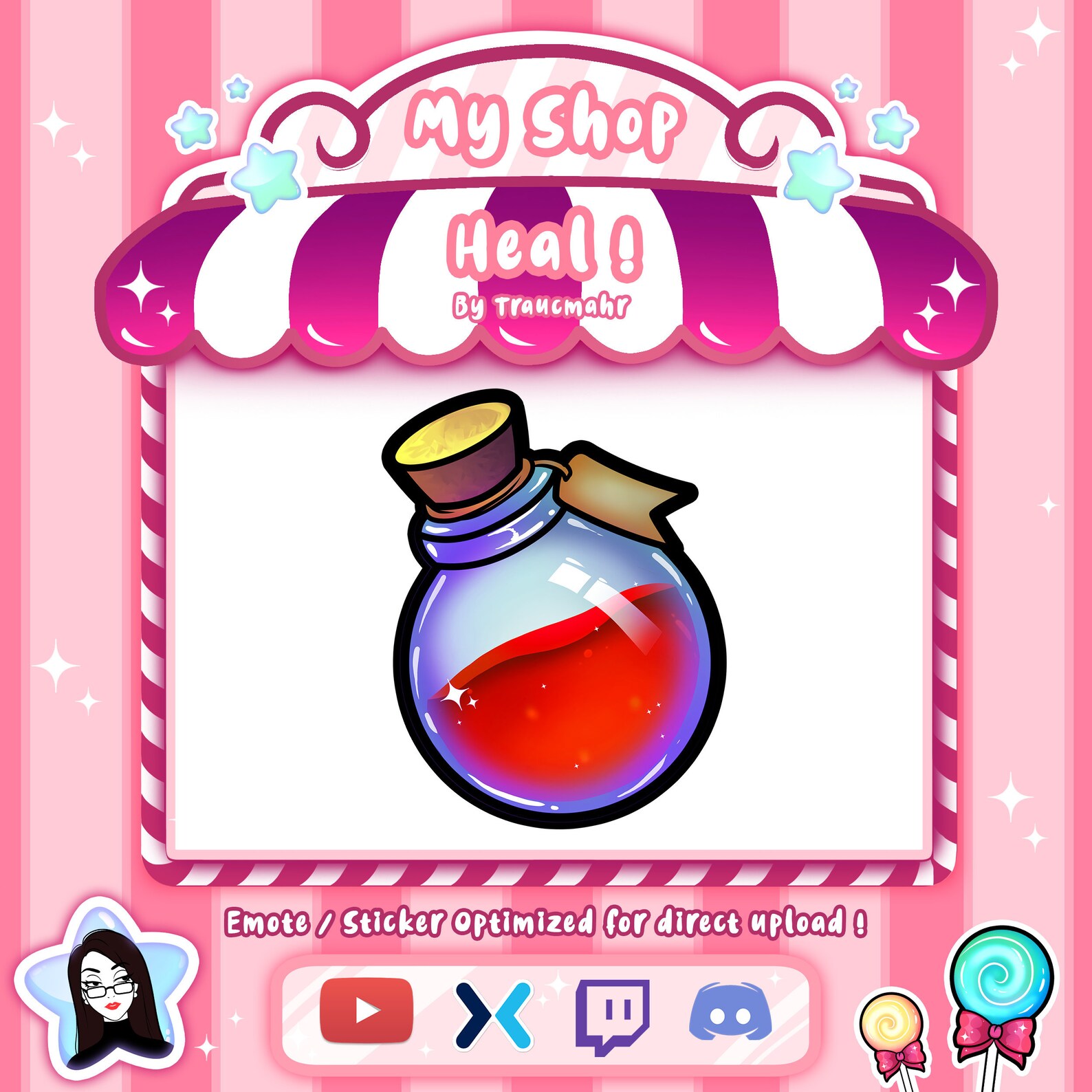 Heal Potion Emote for Twitch, Discord, Mixer and More ! - Etsy UK