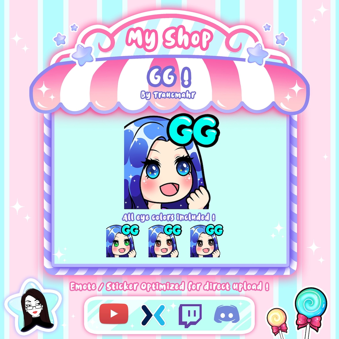 GG Blue Hair Emote for Twitch, Discord, Mixer and More ! - Etsy
