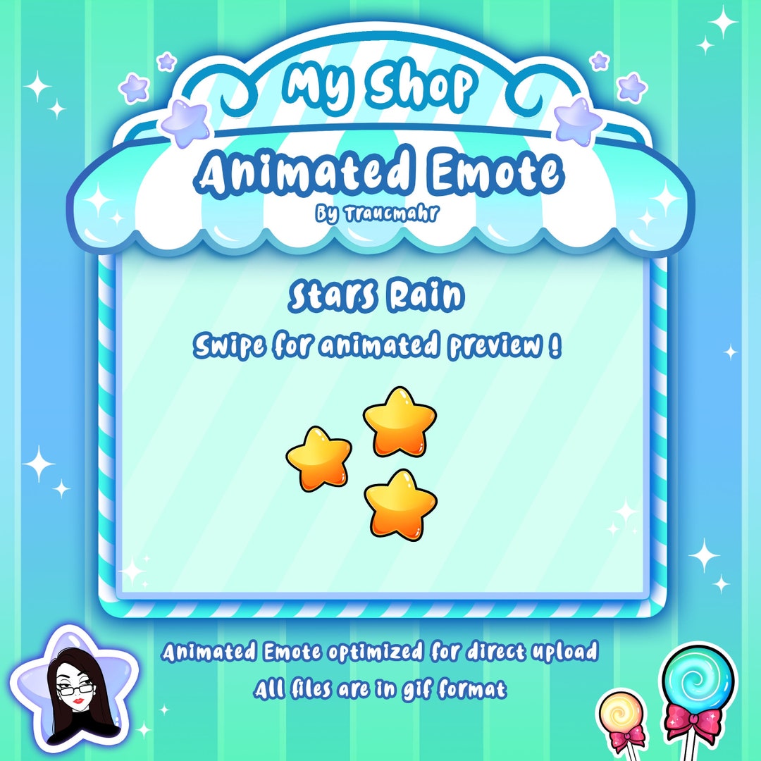 ANIMATED EMOTE, Yellow Stars Emote, Stars Rain Emote, Heart Emote ...