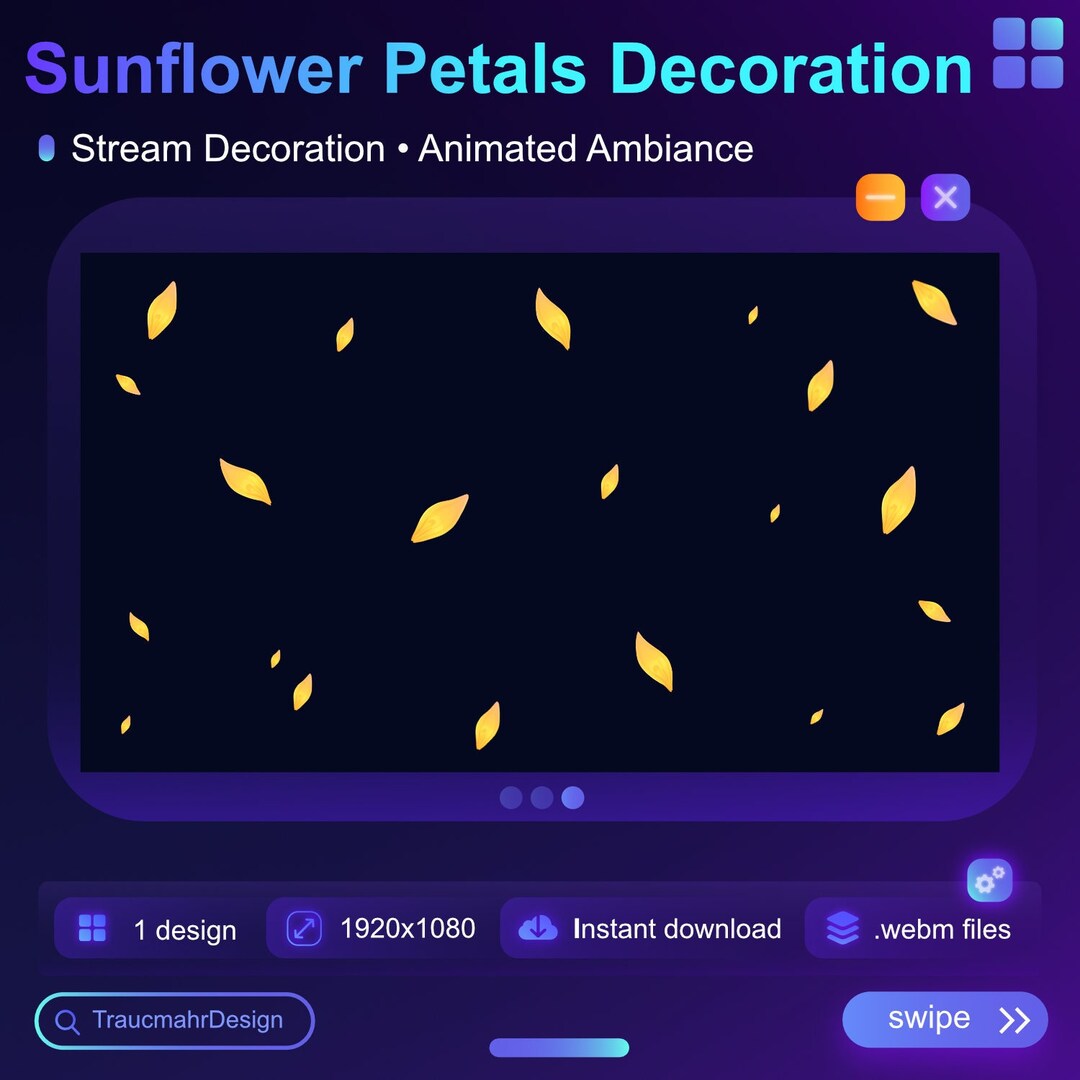 Sunflower Petals Animated Stream Decoration | Falling Flower | Vtuber ...
