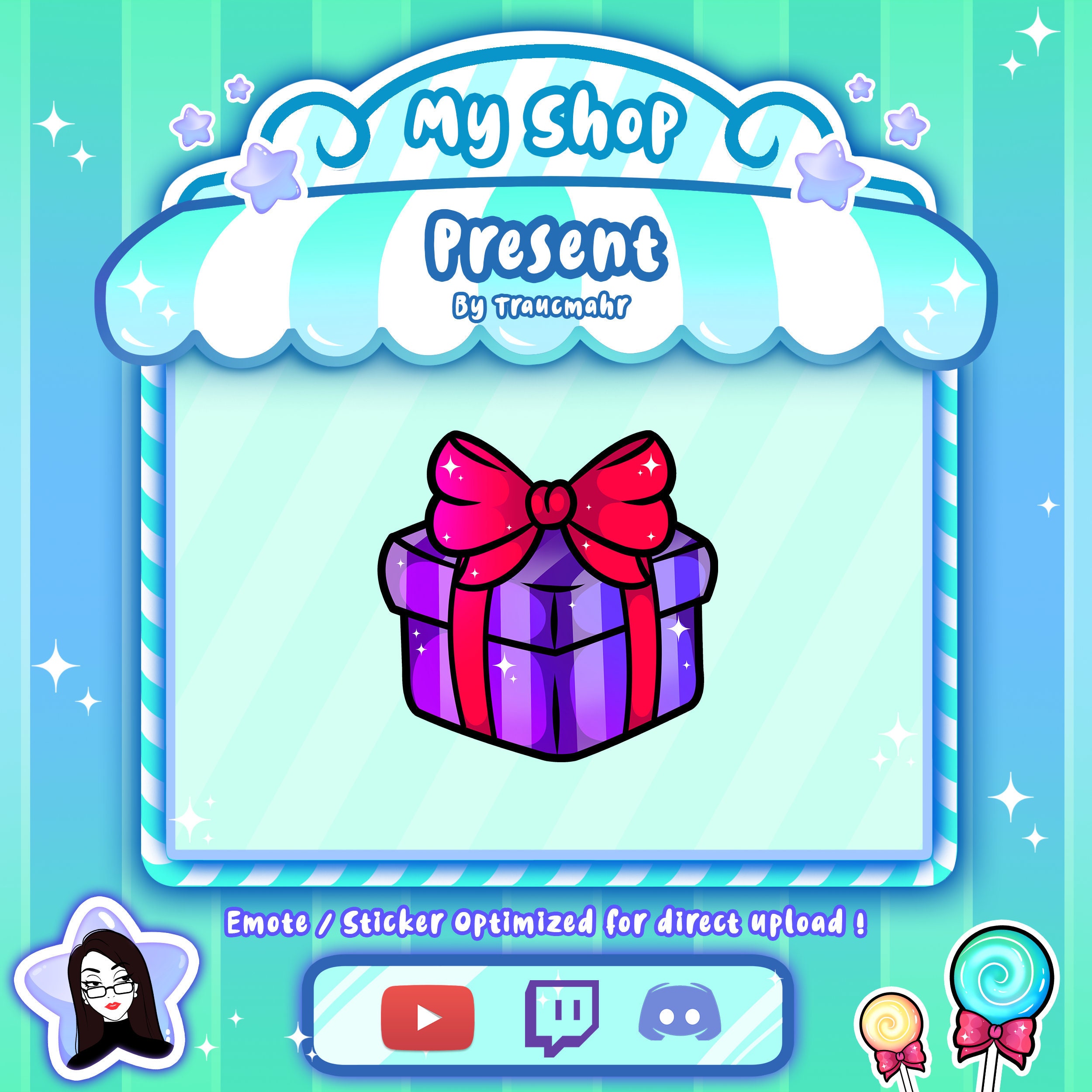 Purple Presente Emote para Twitch, Discord y más - Etsy España