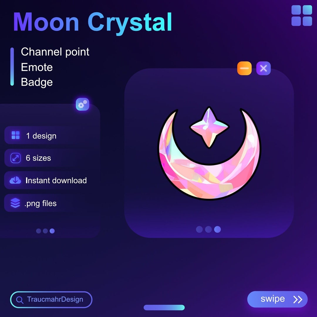 Pink Moon Crystal | Twitch Channel Point | Emote | Badge | Bit Badge ...