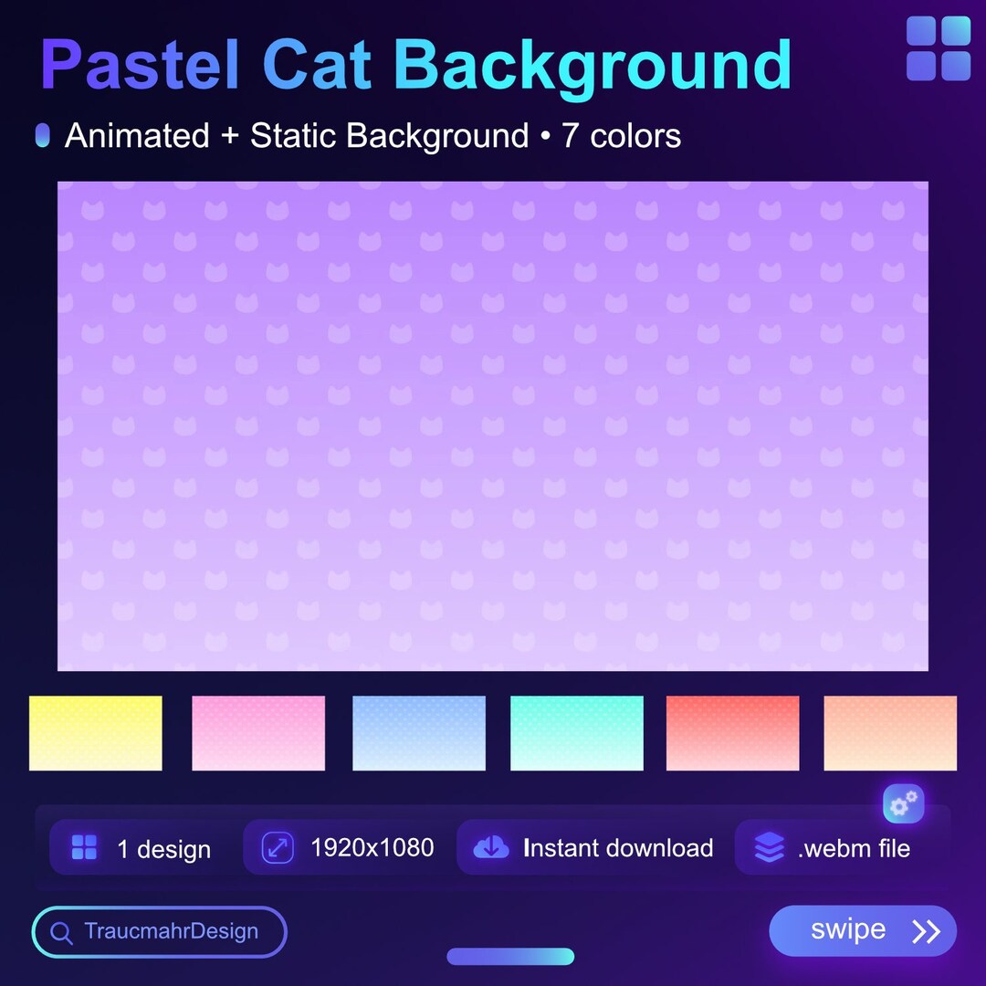 Cat Animated Background X7 | Stream Decoration | Overlay | Vtuber ...
