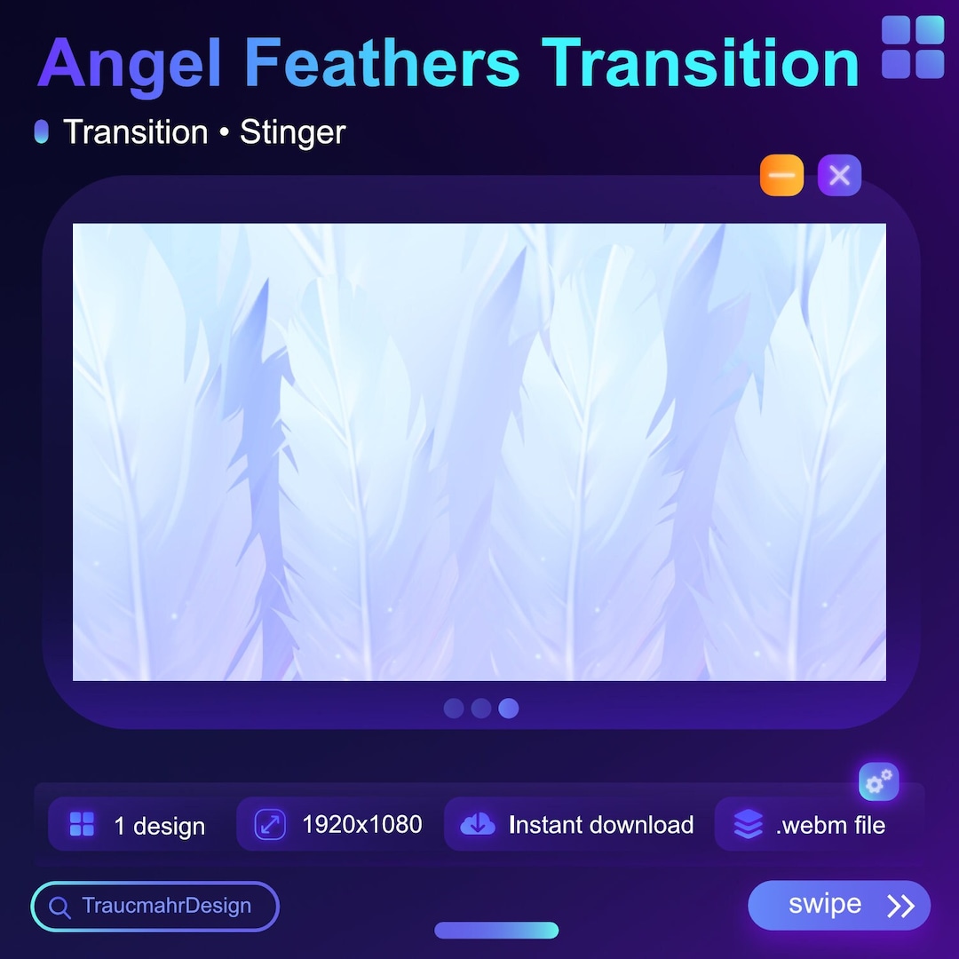 White Angel Feathers Animated Transition | Stinger | Stream Animation | Overlay | Vtuber | Goth ...