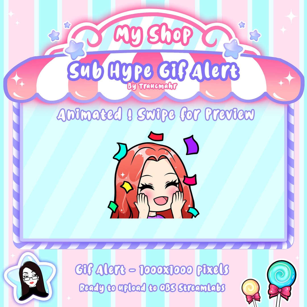 ANIMATED Gif Subscriber / Sub Hype Alert of a Cute Chibi Red Hair Girl ...
