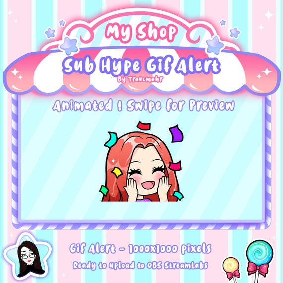 ANIMATED Gif Subscriber / Sub Hype Alert of a Cute Chibi Red | Etsy