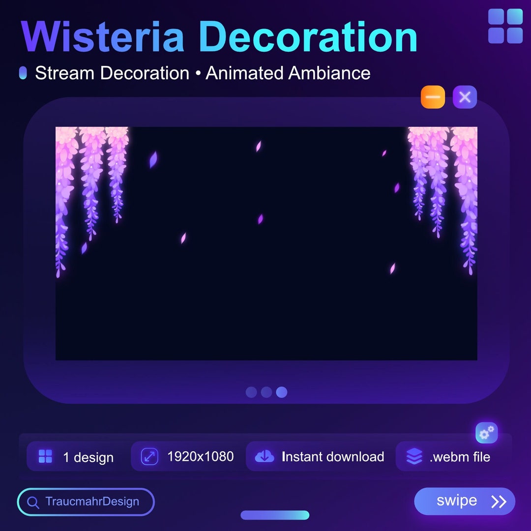 Wisteria Flowers Animated Stream Decoration | Falling Leaves | Vtuber ...