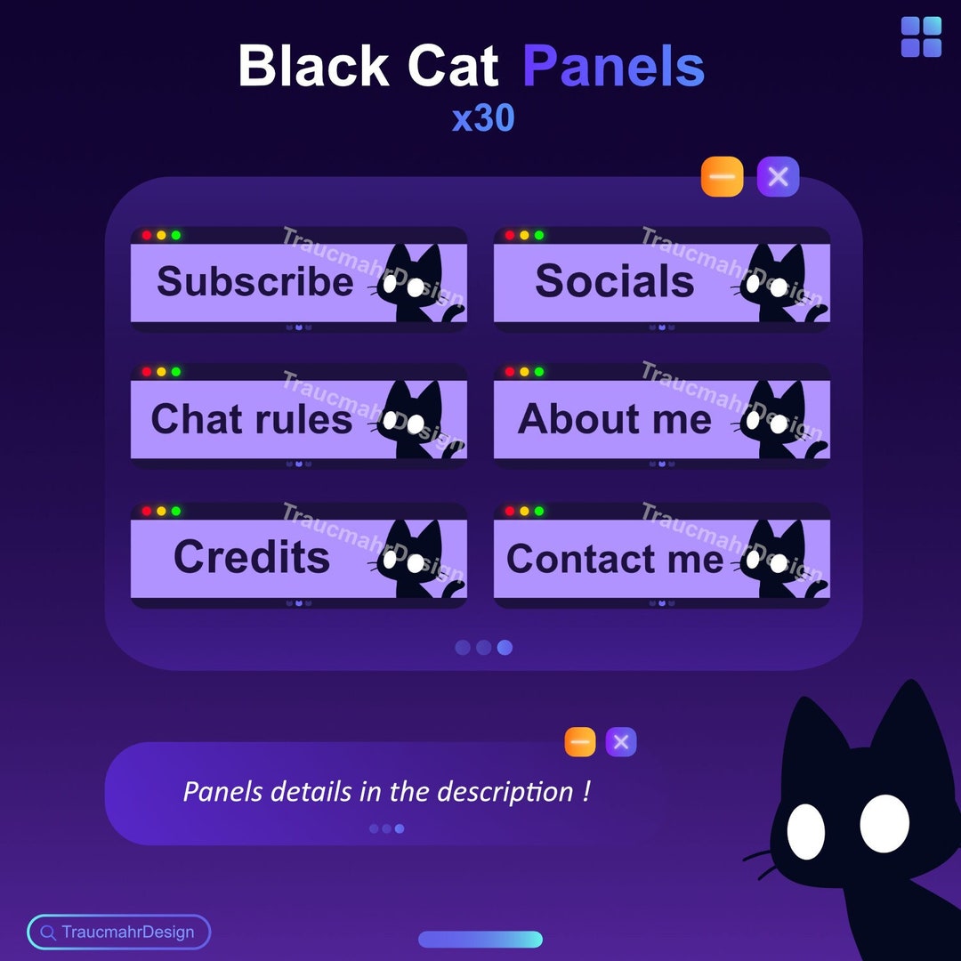 Black Cat Panels | X30 | Streamers | Vtuber | Bio Decorations ...