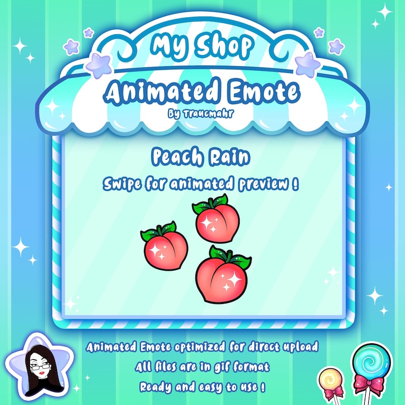 ANIMATED EMOTE, Peach Emote, Peach Rain Emote, Peach Hype Emote, Fruit ...