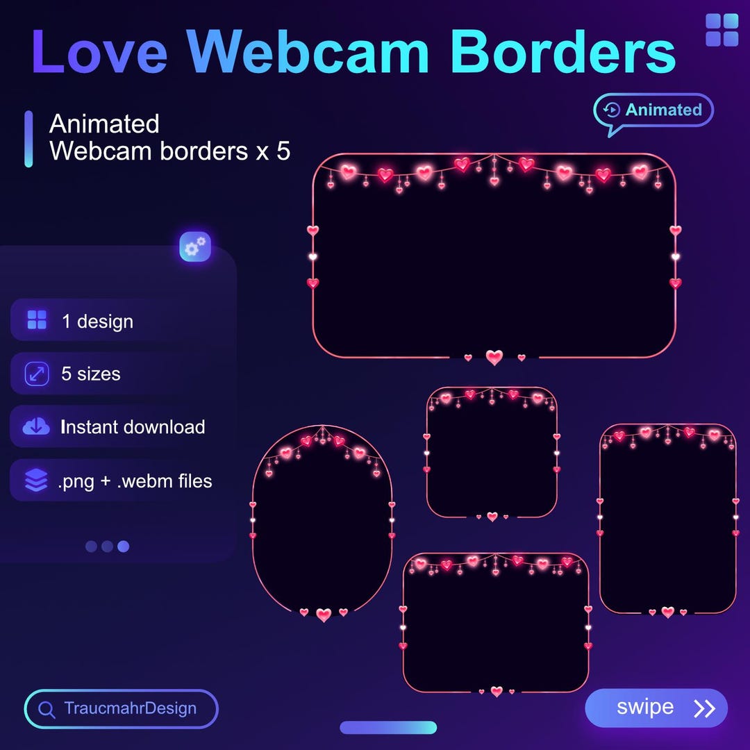 Love Webcam Borders | Camera Borders | Overlay | Vtuber | Valentine's ...