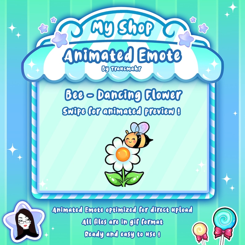 ANIMATED EMOTE Bee Emote Flower Emote Happy Flying Emote - Etsy
