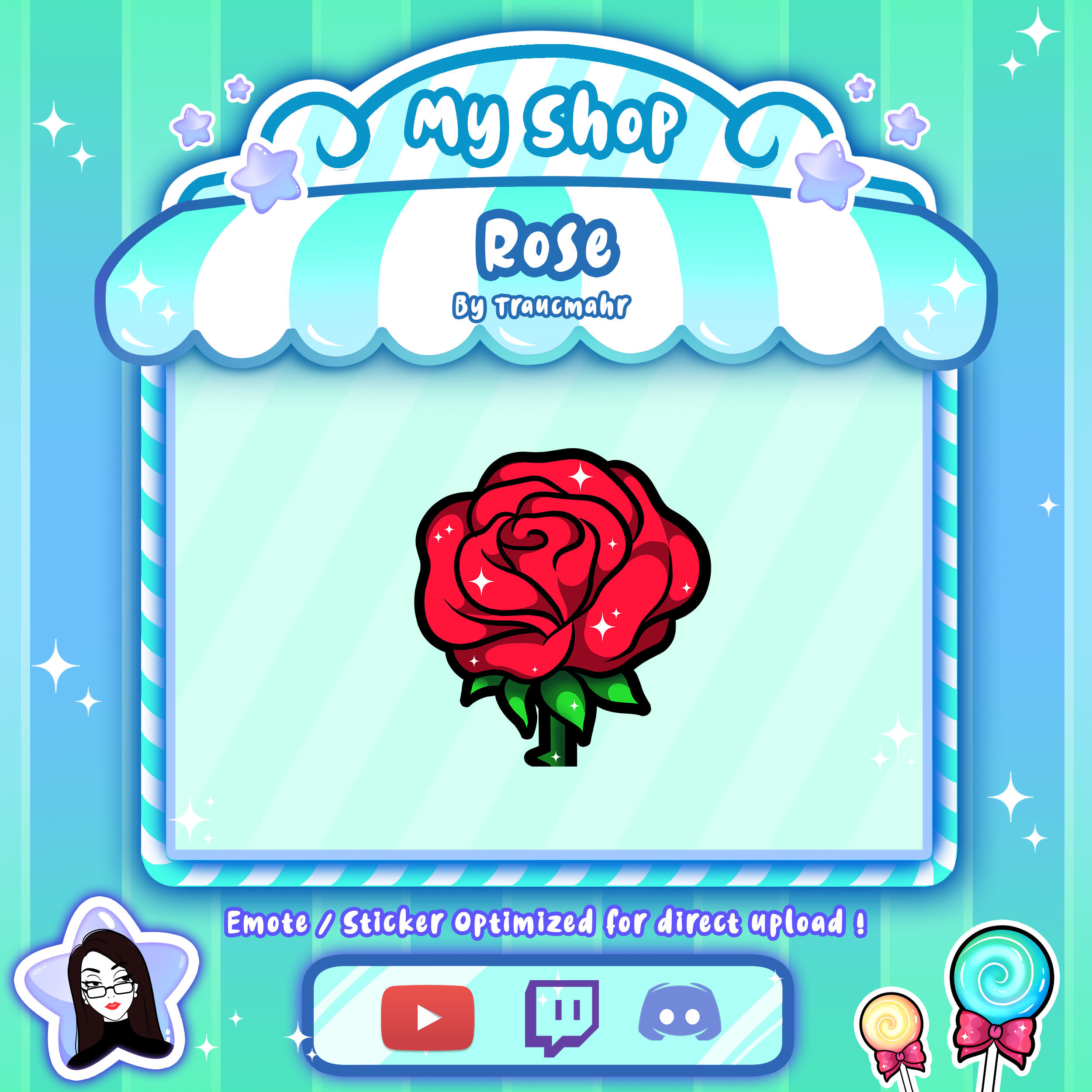 Süße Rote Rose Blume Emote für Twitch Discord und mehr | Etsy