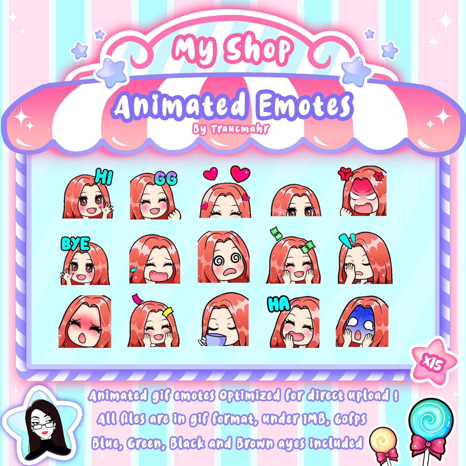 ANIMATED GIF Emotes Mega Bundle for Twitch and Discord ! Cute Chibi Red ...