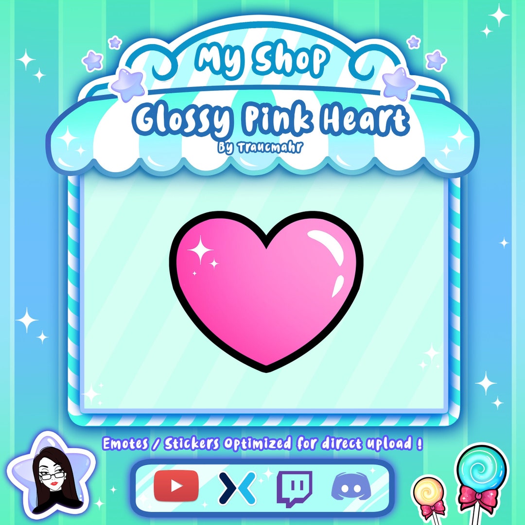 Cute Glossy Pink Heart Emote for Twitch, Discord, Mixer and More ! - Etsy