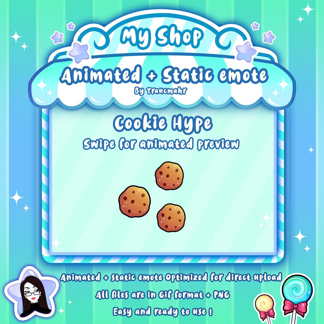 ANIMATED + STATIC, Cookie Emote, Cookie Hype Emote, Food Emote, Cake Emote for Twitch, Discord ...