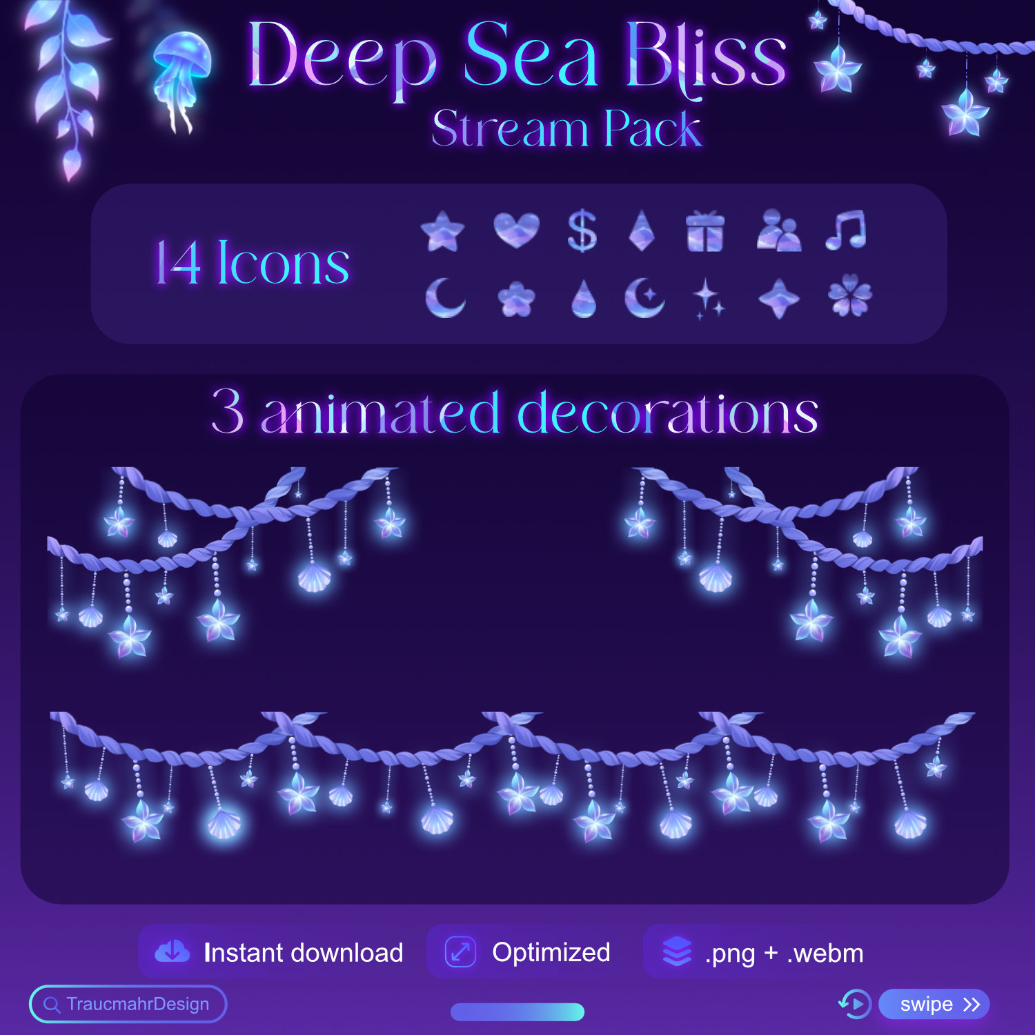 Deep Sea Bliss ANIMATED Full Stream Pack | Overlays, Scenes, Stinger ...
