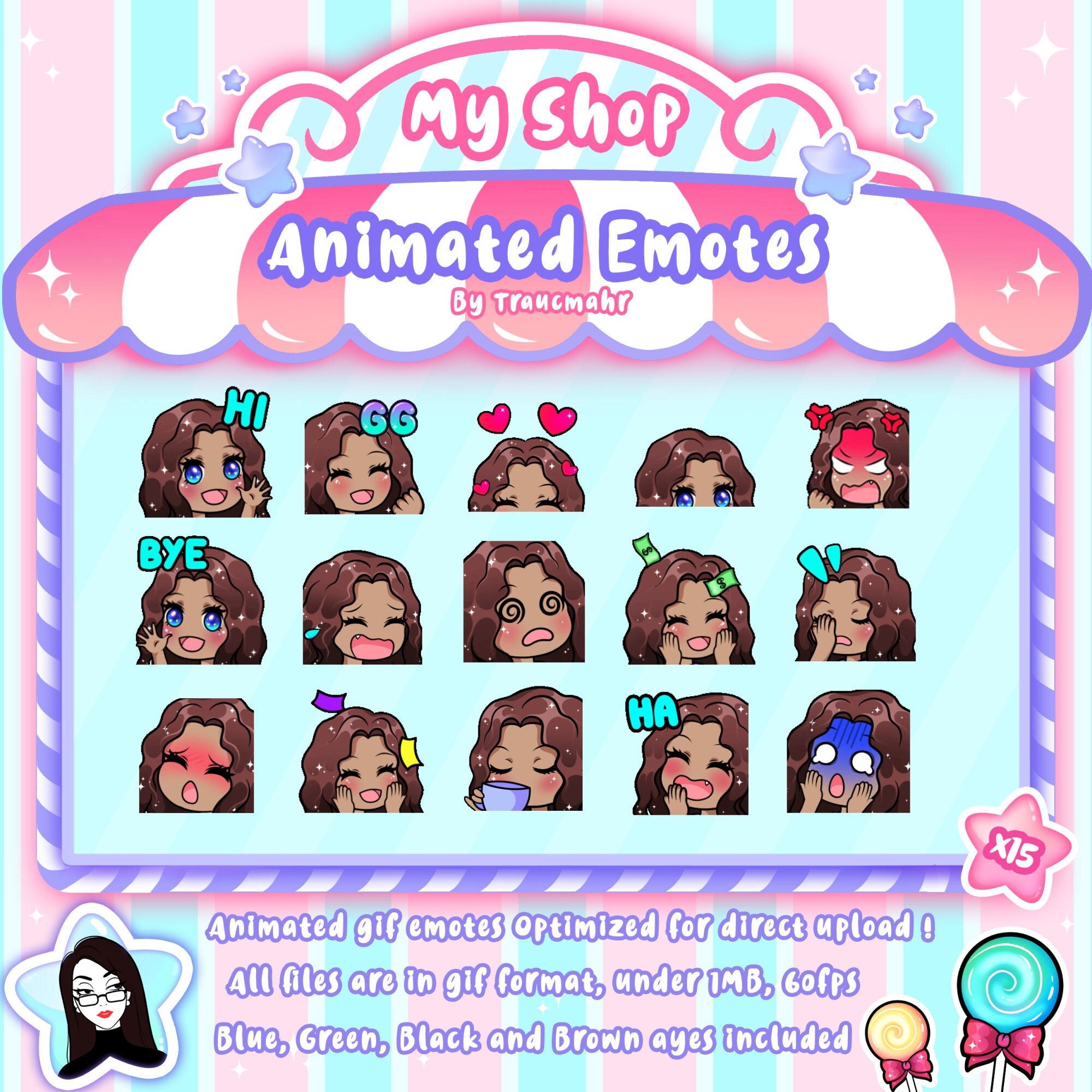 ANIMATED GIF Emotes Mega Bundle for Twitch and Discord ! Cute Curly ...