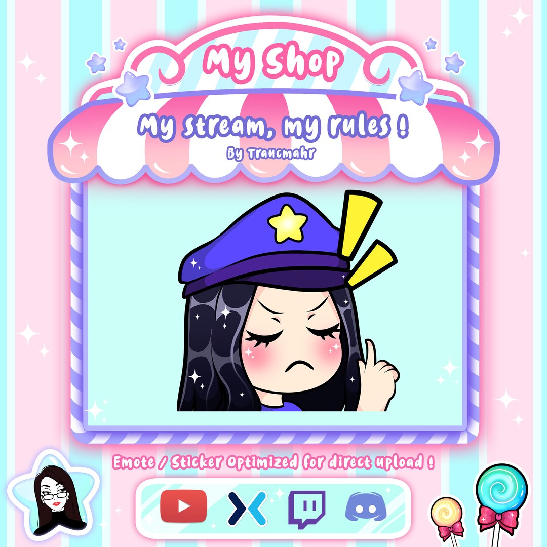 My Stream My Rules ! Cute Chibi Black Hair Girl Emote for Twitch ...