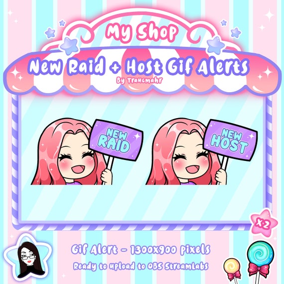 Animated Gif Raid Host Alerts of a Cute Chibi Pink Hair Girl - Etsy