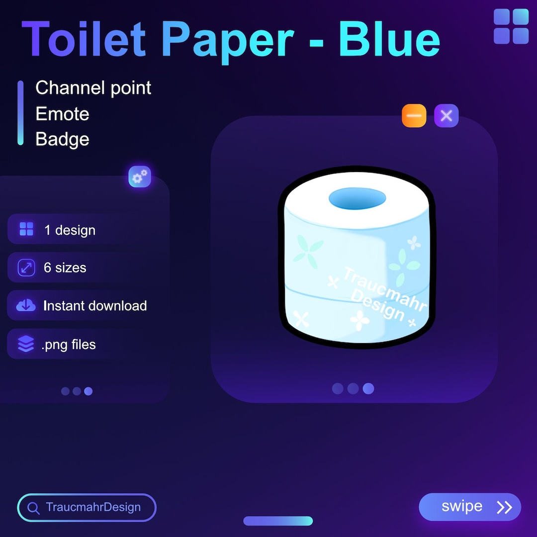 Blue Toilet Paper | Twitch Channel Point | Emote | Badge | Bit Badge ...
