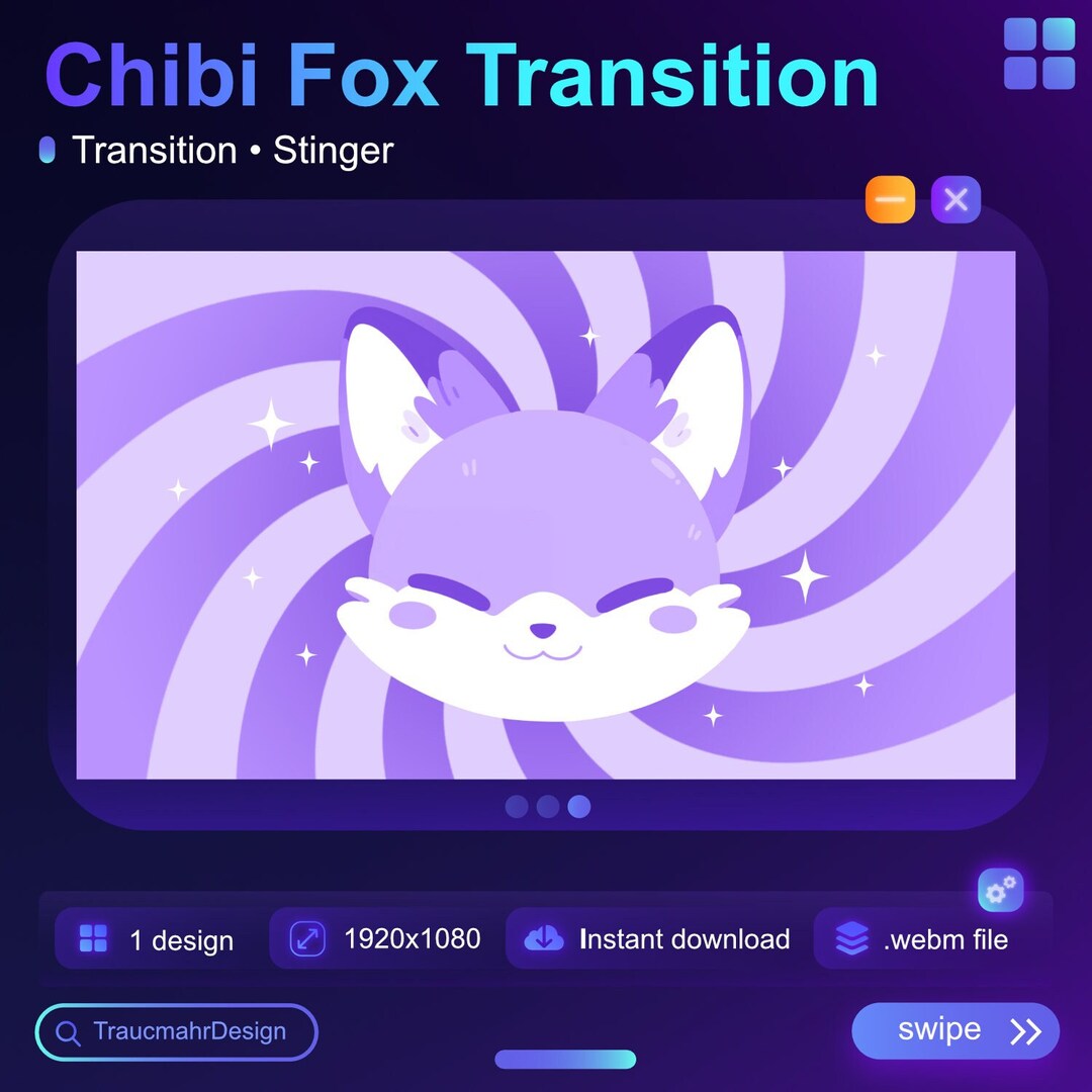 Chibi Purple Fox Animated Transition | Stinger | Stream Animation ...