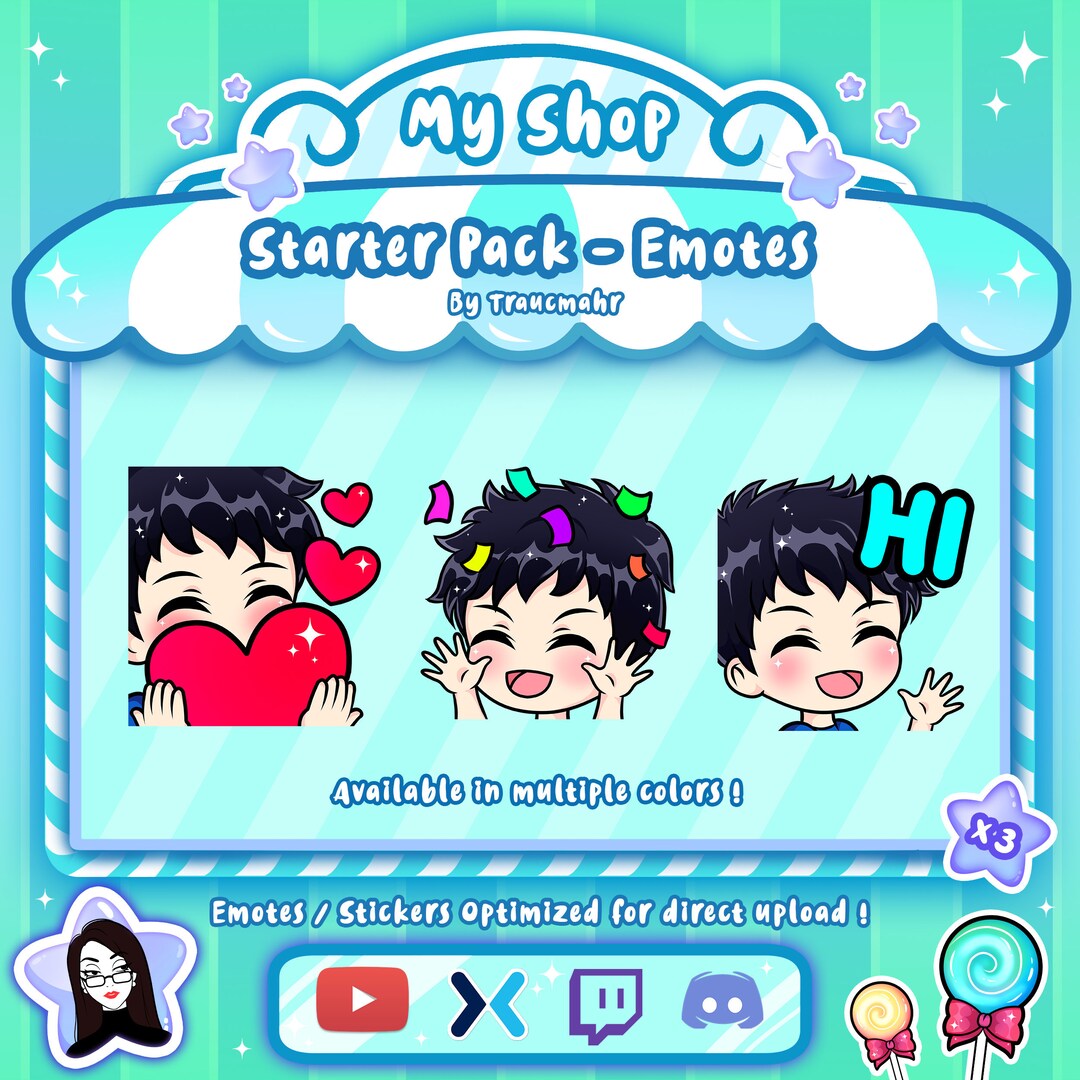 Black Hair Male Emotes Starter Pack for Twitch, Discord, Mixer and More ...
