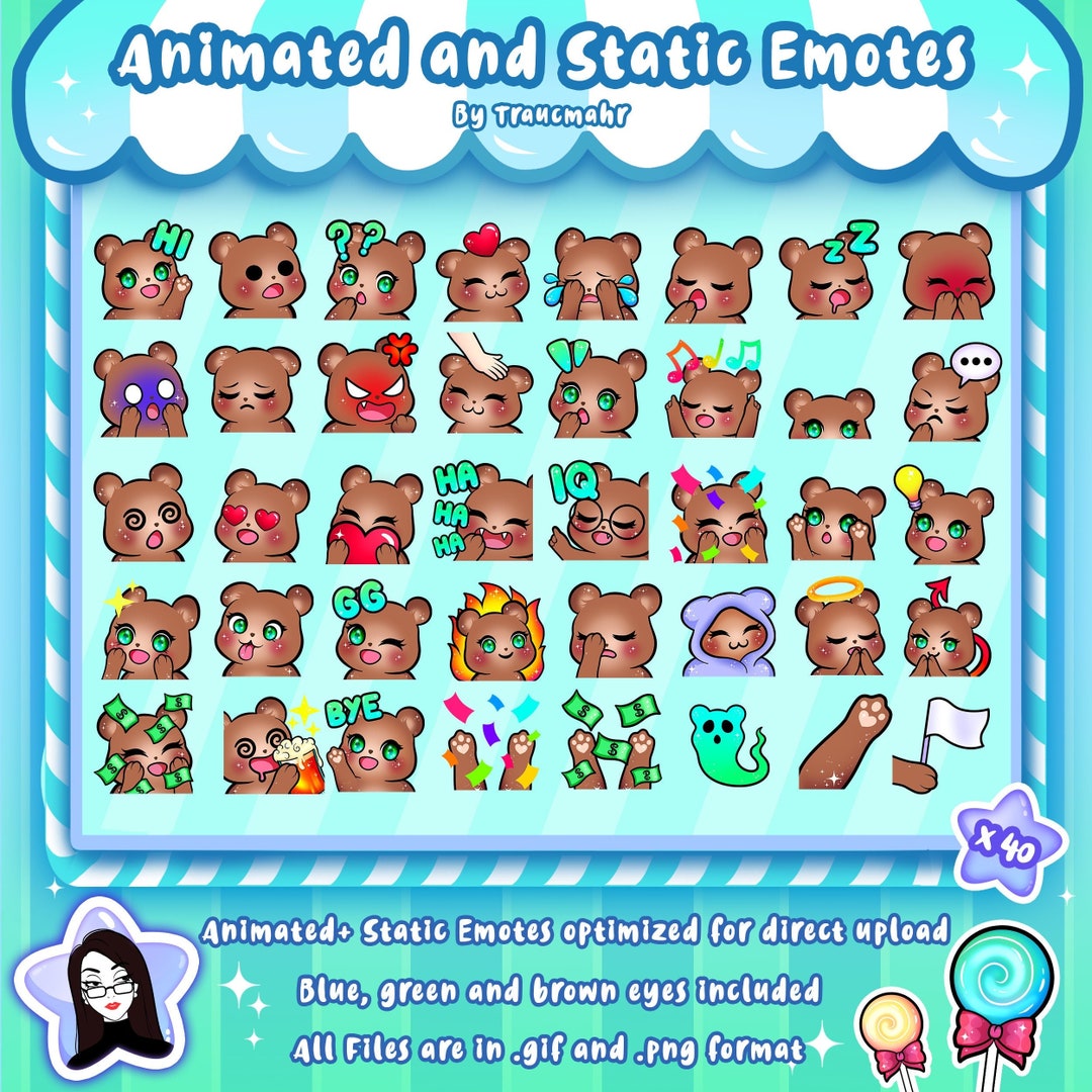 ANIMATED + STATIC Brown Bear Emotes MEGA Bundle for Twitch and Discord ...