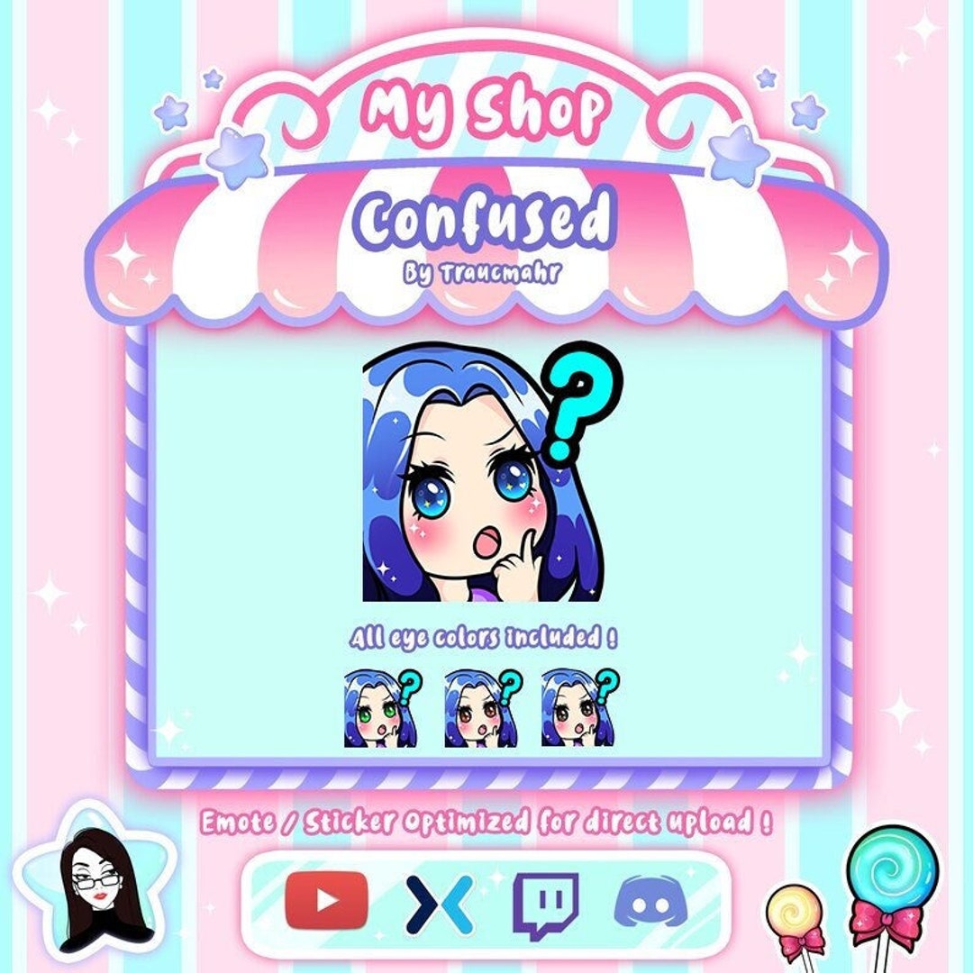 Blue Hair Girl Confused / Wut Emote for Twitch, Discord, and More ! - Etsy