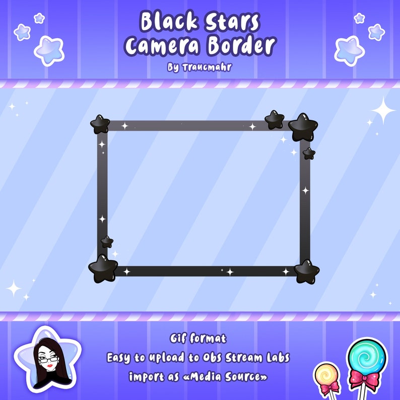 ANIMATED Black Stars Camera Border for Your Stream ! Twitch and Obs ...