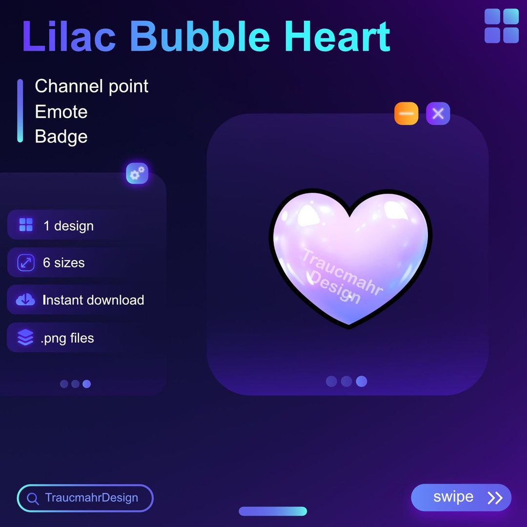Lilac Heart, Twitch Channel Point, Emote, Badge, Bit Badge • Usable on Twitch and Discord ...