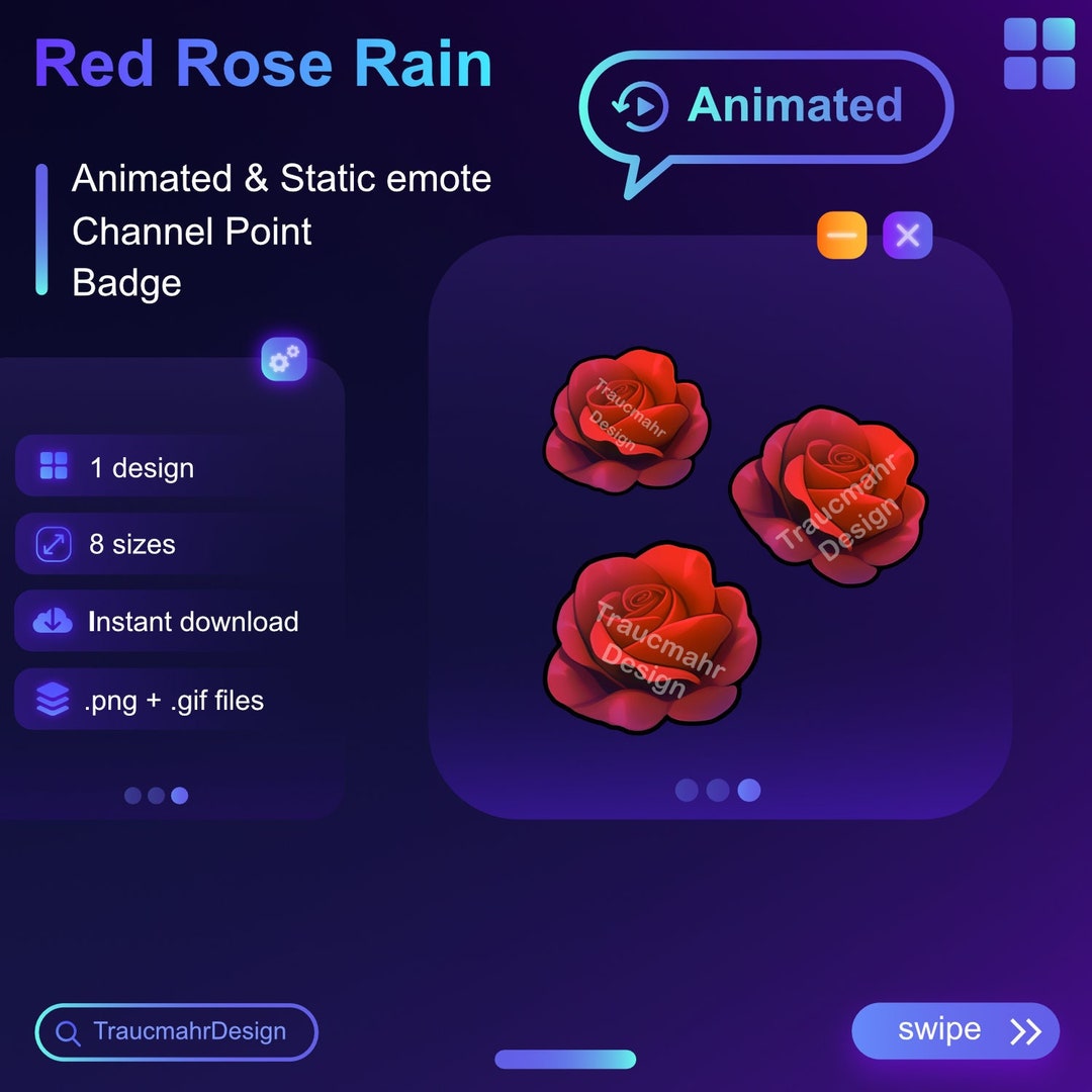 Roses Rain | Animated + Static Emote | Channel Point | Sub Badge | Bit ...
