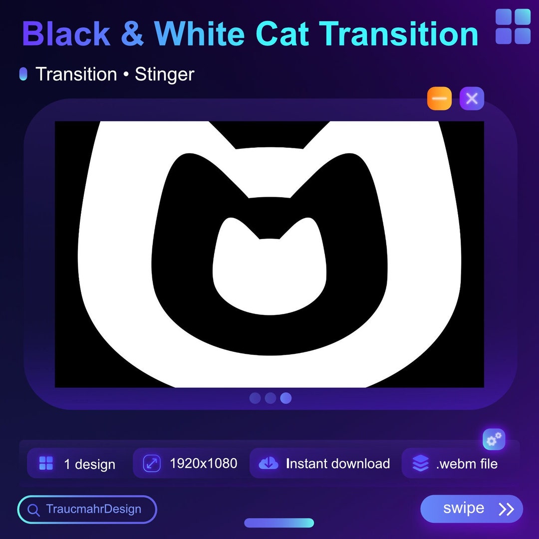 Black and White Cat | Animated Transition | Stinger | Stream Animation ...