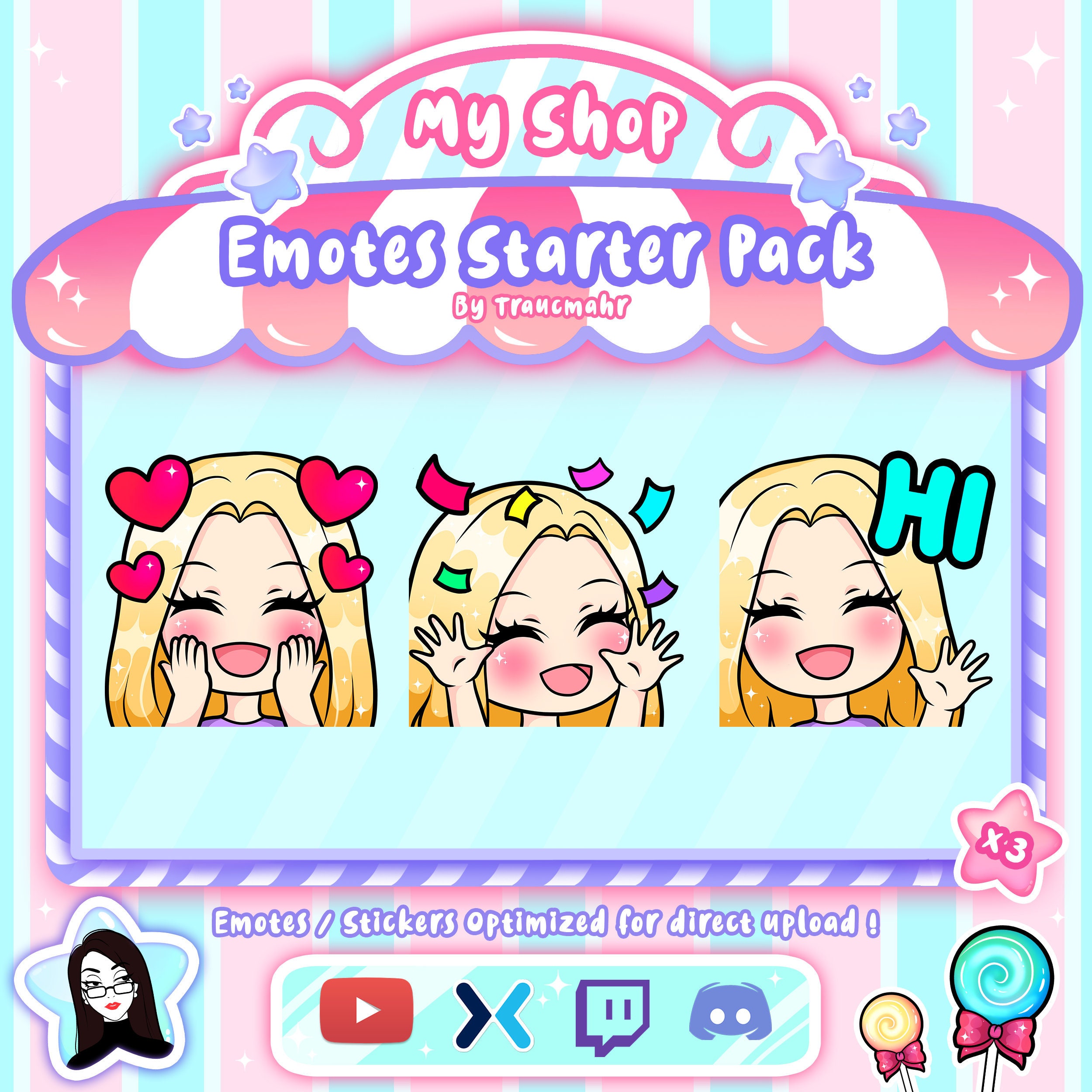 Starter Pack Blonde Hair Emotes for Twitch Discord Mixer and | Etsy