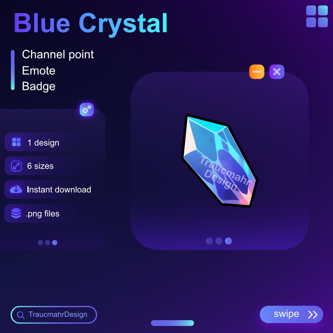 Blue Crystal | Twitch Channel Point | Emote | Badge | Bit Badge ...