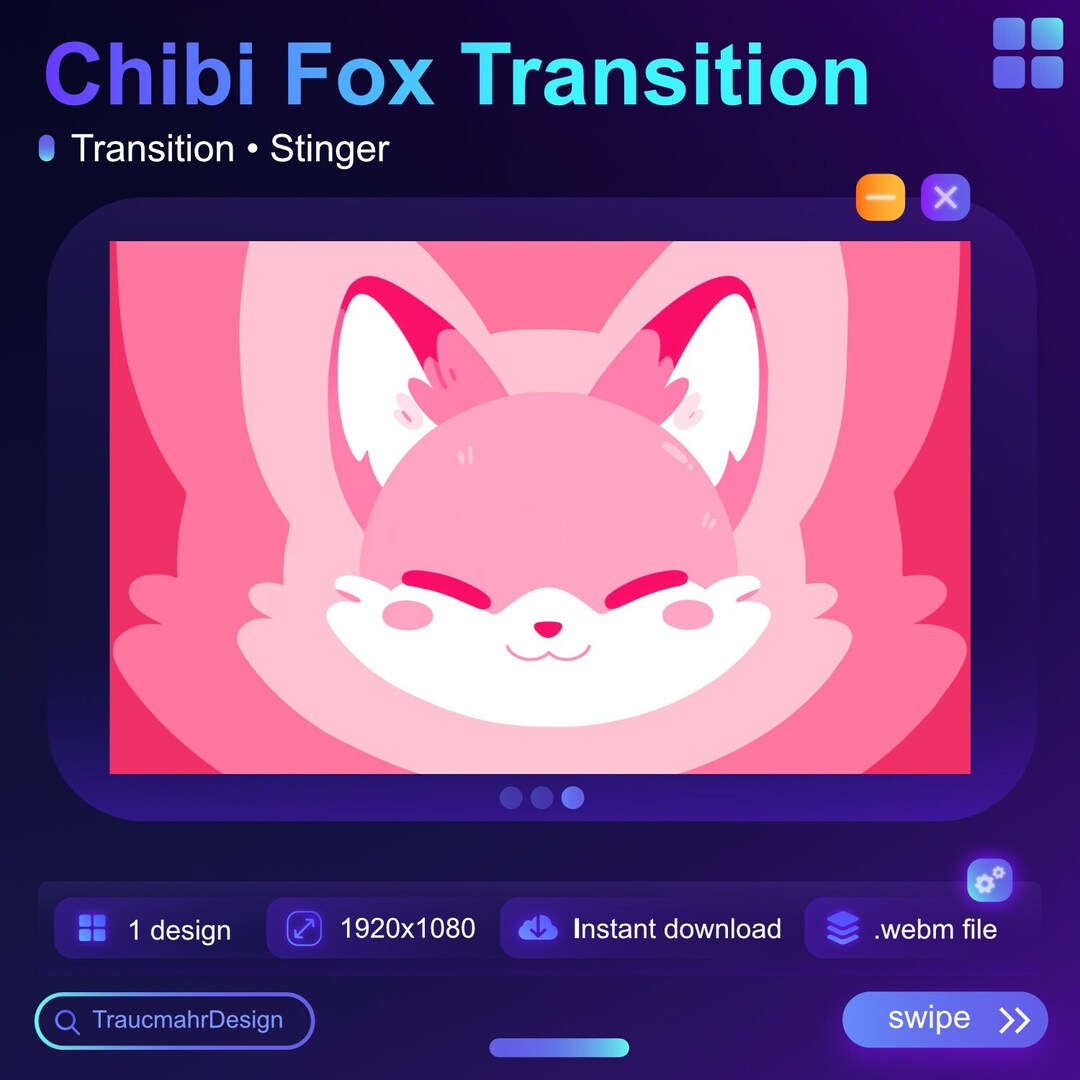 Chibi Pink Fox Animated Transition | Stinger | Stream Animation ...