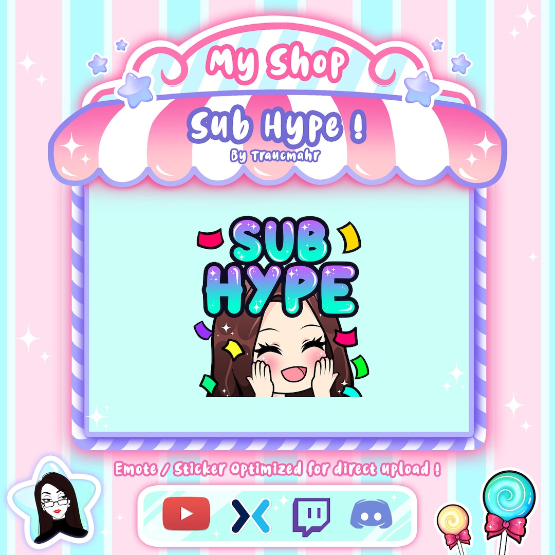 Sub Hype Cute Chibi Brown Hair Emote for Twitch, Discord, Mixer and ...