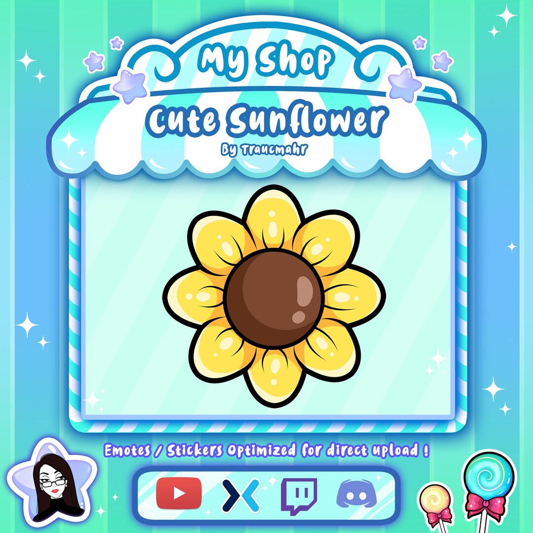 Cute Sunflower Emote for Twitch, Discord, Mixer and More ! - Etsy