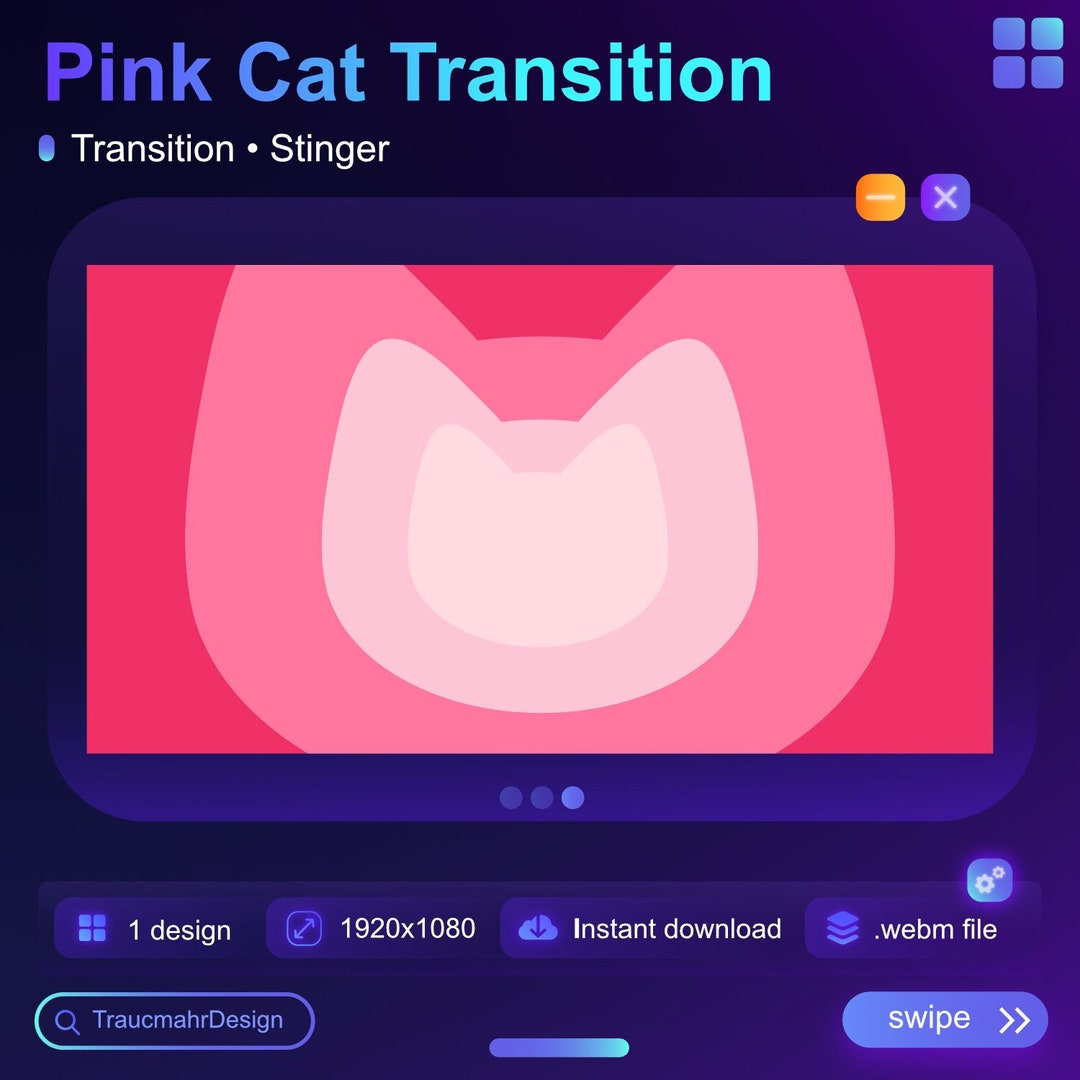 Pink Cat | Animated Transition | Stinger | Stream Animation | Overlay ...