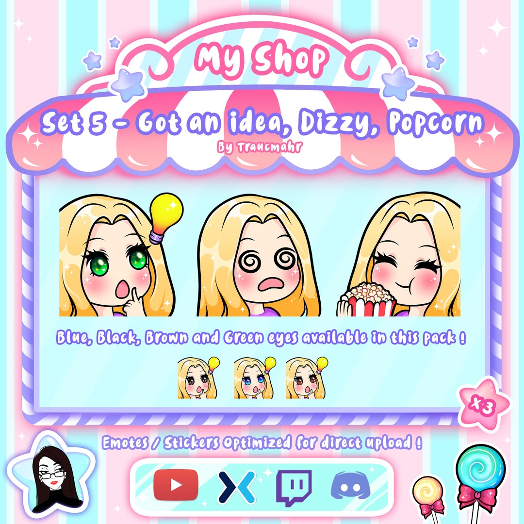 Got an Idea Dizzy and Popcorn Cute Chibi Blonde Hair Emotes Pack for ...