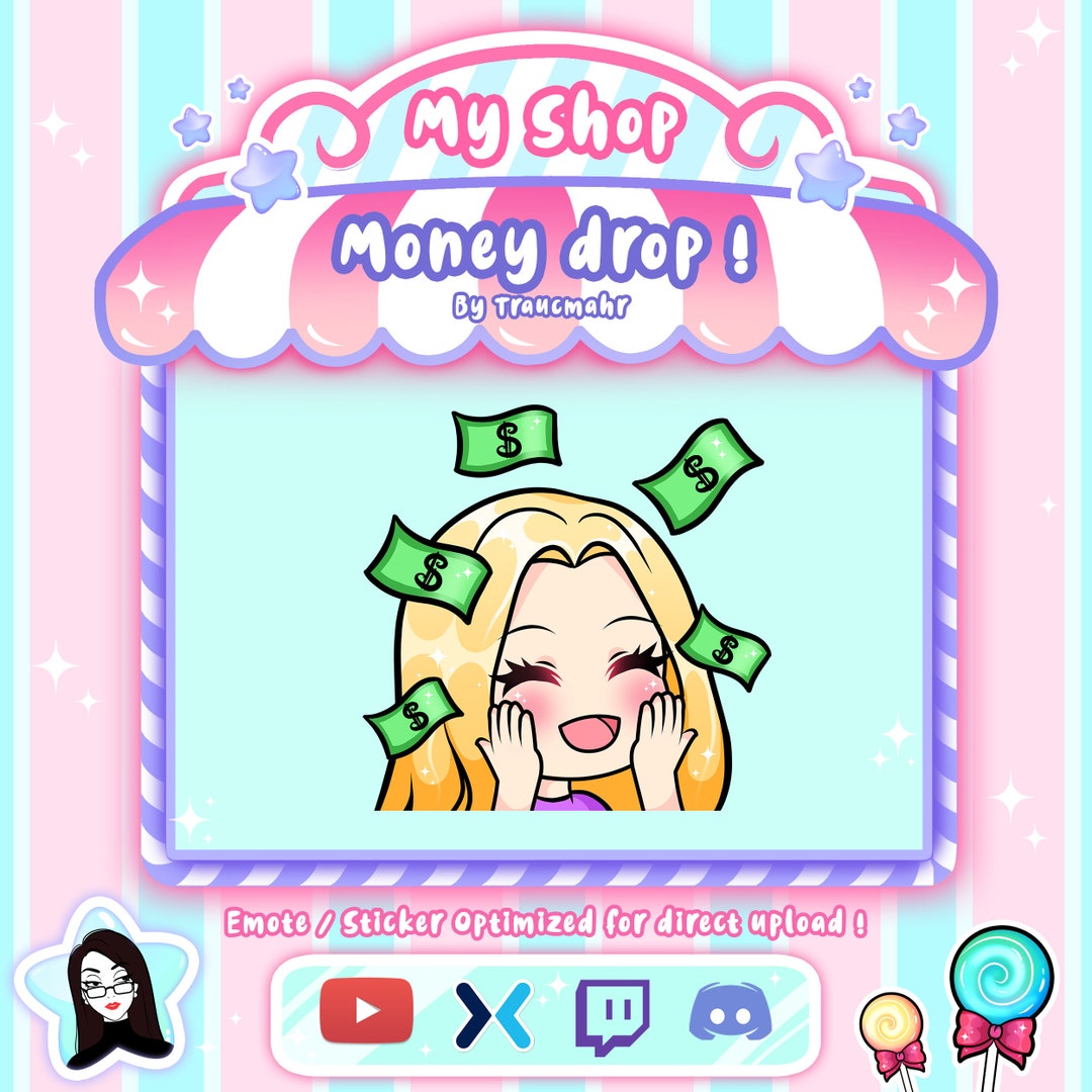 Money Drop ! Cute Chibi Blonde Hair Girl Emote for Twitch, Discord ...