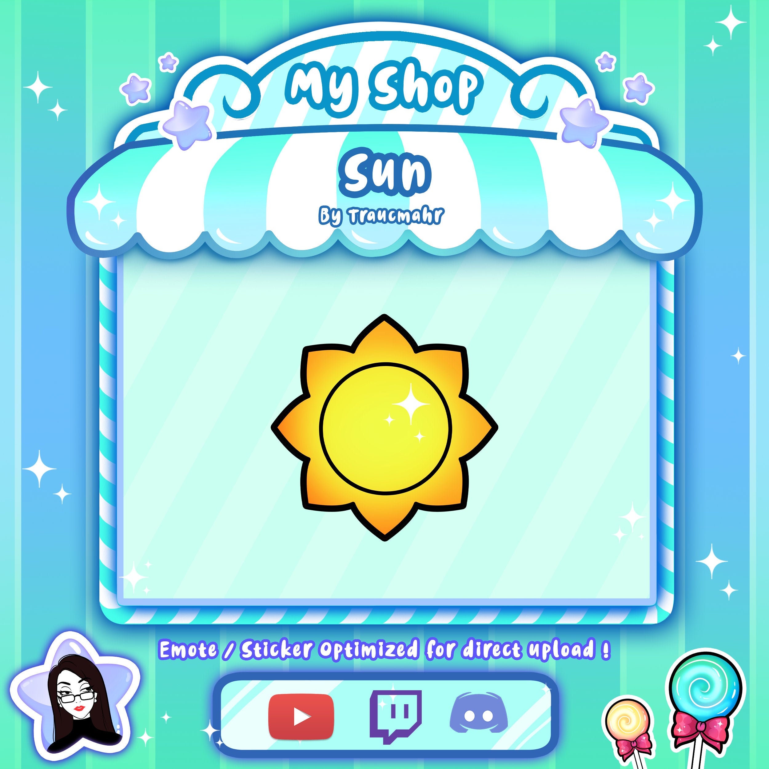 Cute Glossy Sun Emote for Twitch, Discord, Mixer and More ! - Etsy ...