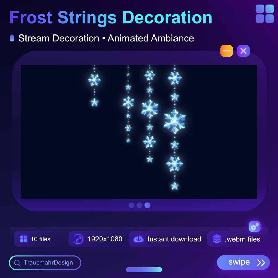 Snowflakes Strings Animated Stream Decoration | Winter, Snow, Frost ...