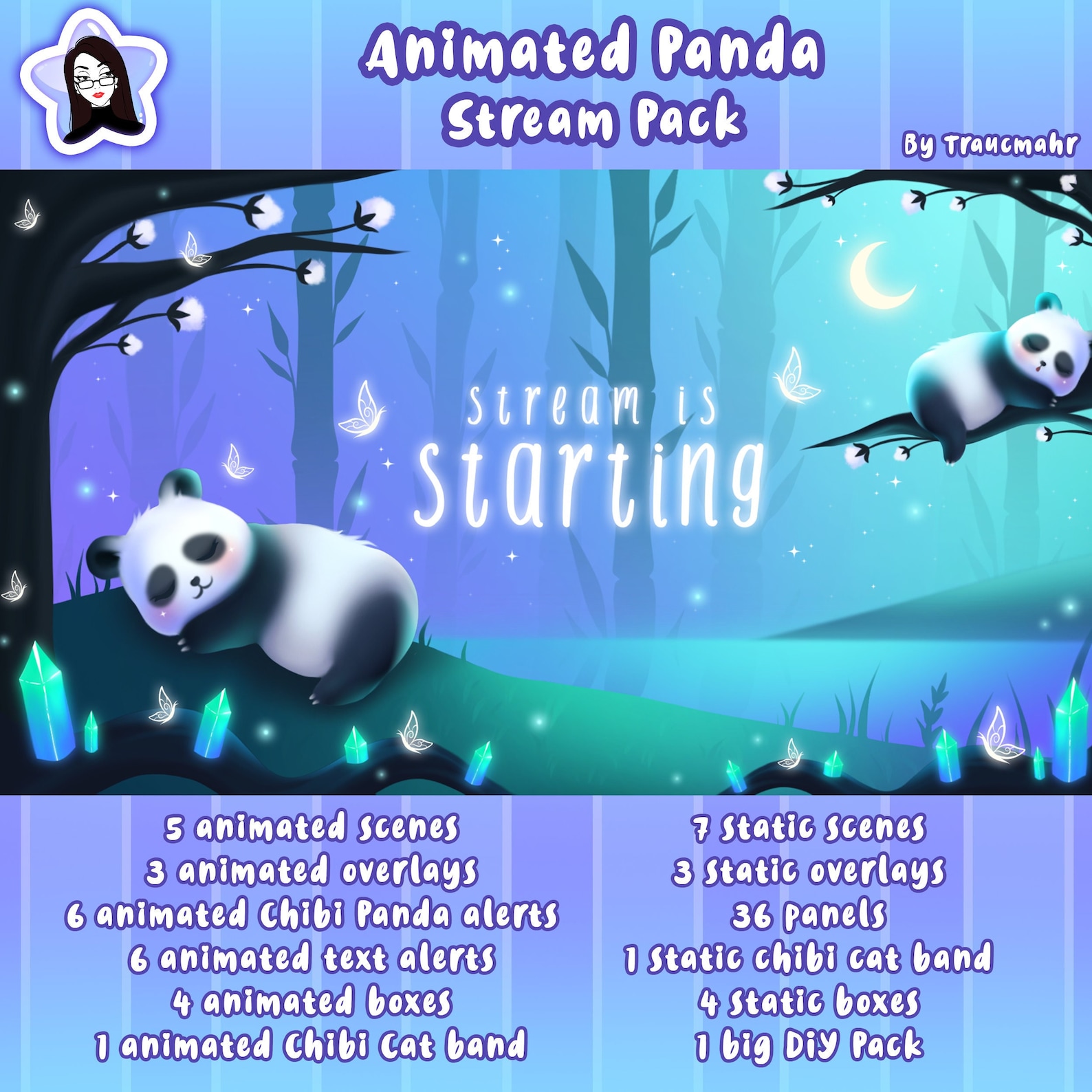 ANIMATED Panda Stream Pack, Overlays, Scenes, Alerts, Panels, Camera ...