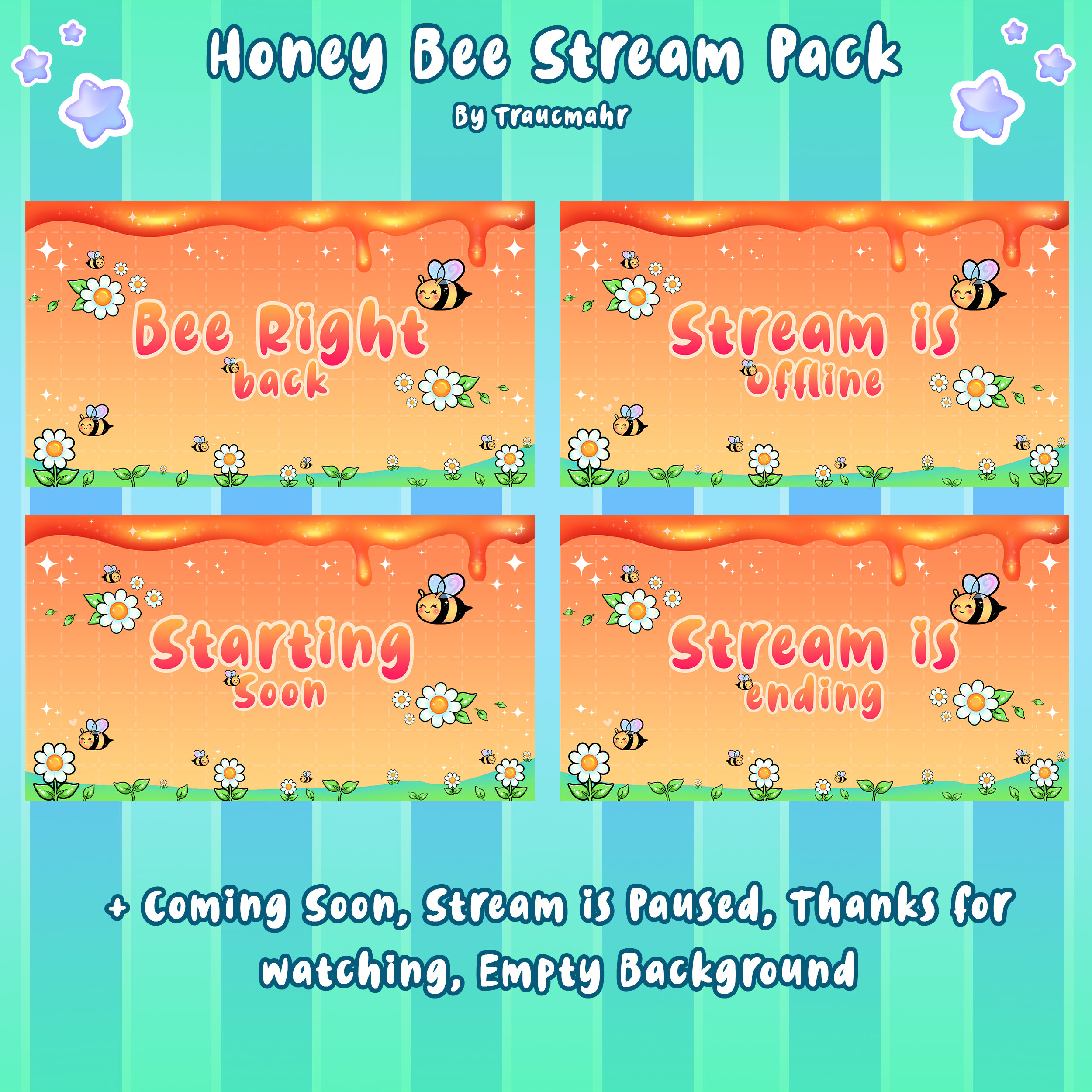 Cute Bee Honey Stream Pack Scenes Overlays and Boxes for - Etsy Australia
