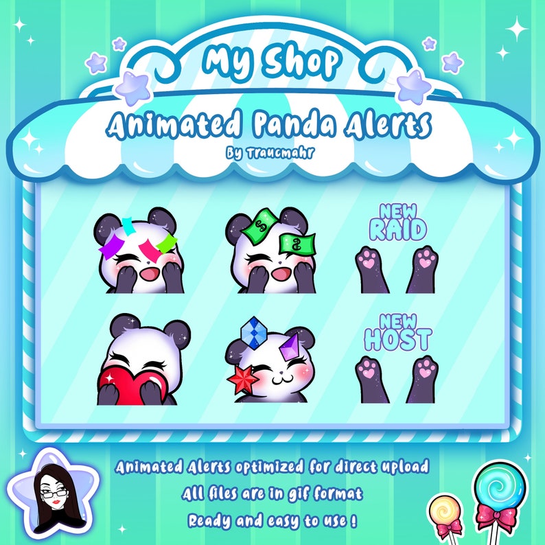 ANIMATED Panda Alerts, Chibi Panda Alerts for Streaming on Twitch ...