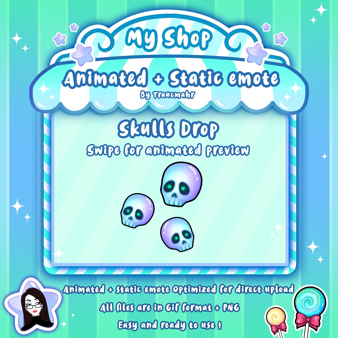 ANIMATED + STATIC, Skull Emote, Skeleton Halloween Emote, Hype Emote ...